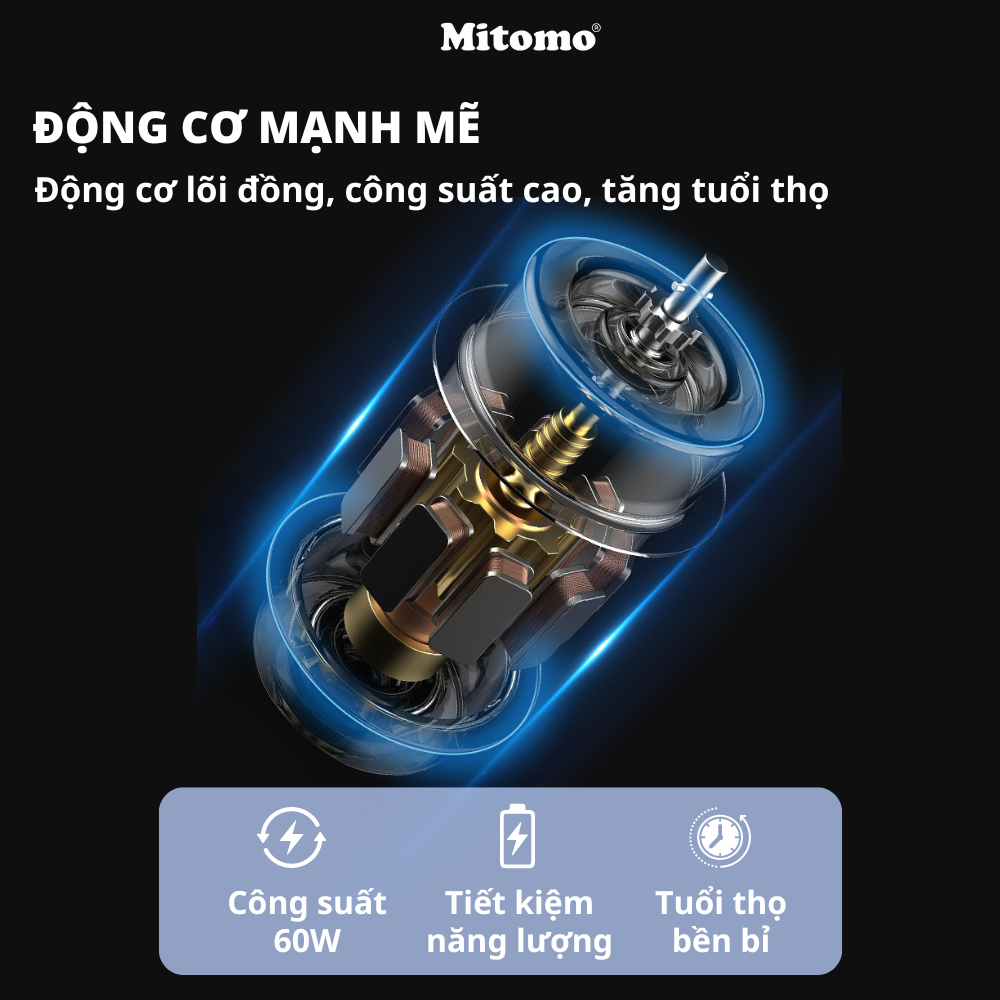 Quạt treo tường điện tử Mitomo FTT-60HE, sử dụng bạc đạn, hoạt động siêu êm, công suất 60W mạnh ...